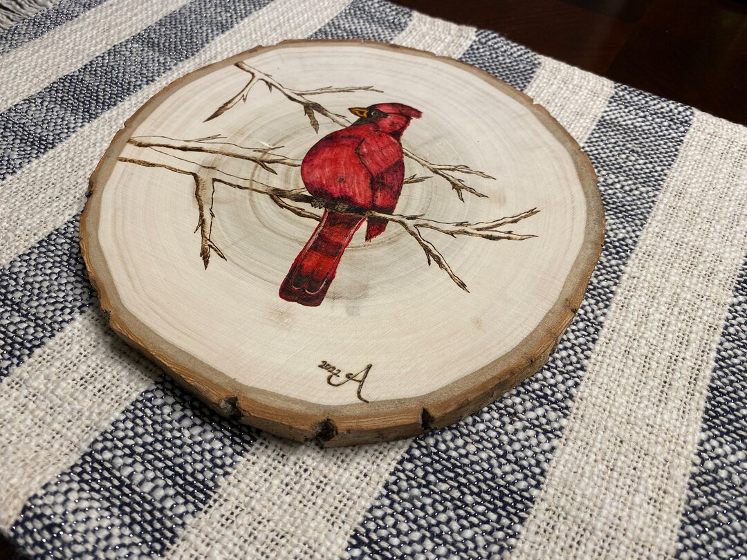 Wood Burned Cardinal With Beautiful Colors - Etsy