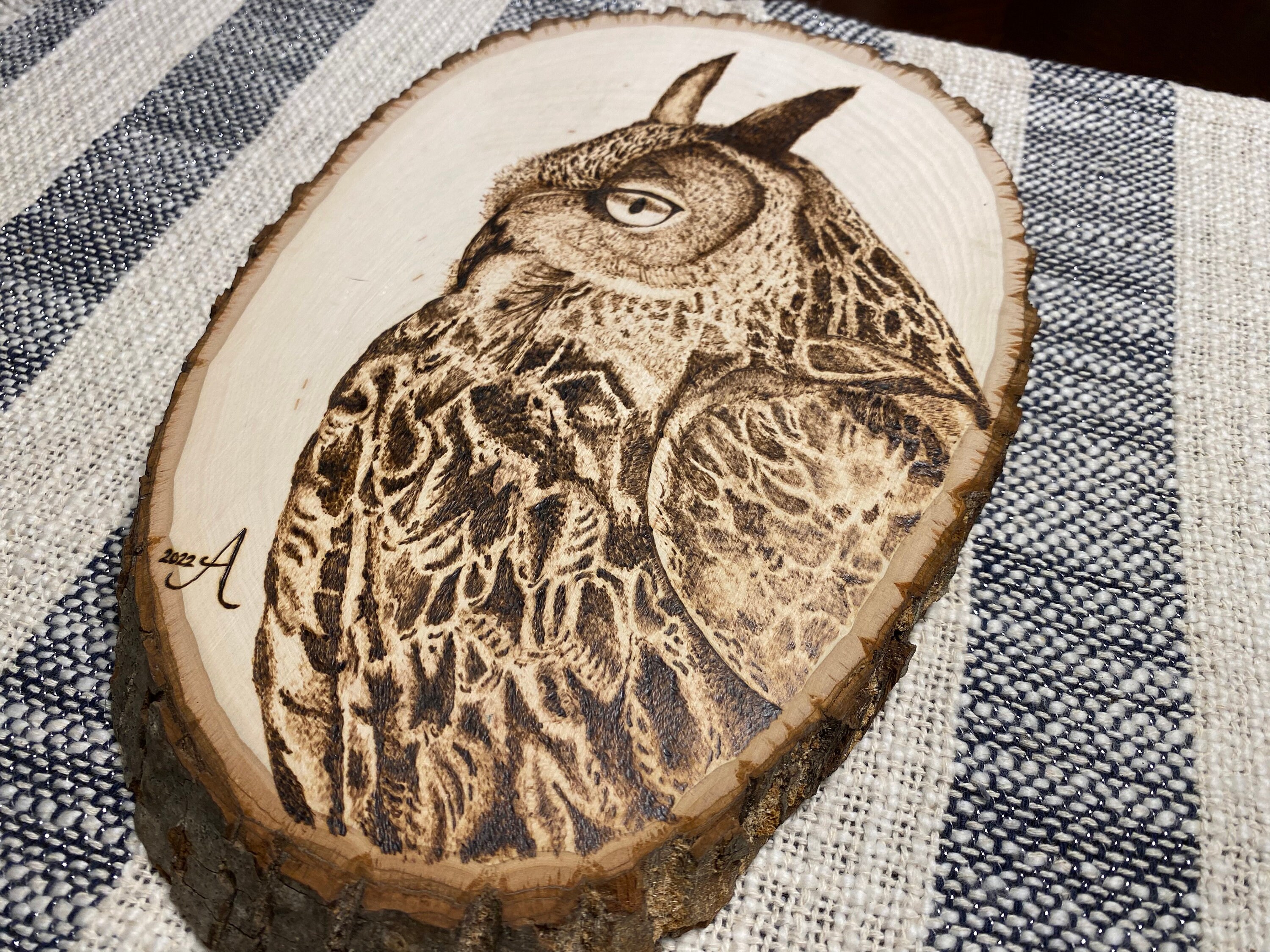 Wood Burned Great Horned Owl - Etsy