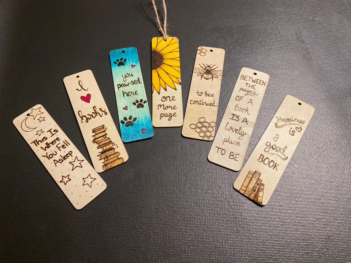 Wood Burned Bookmarks With Tassle - Etsy