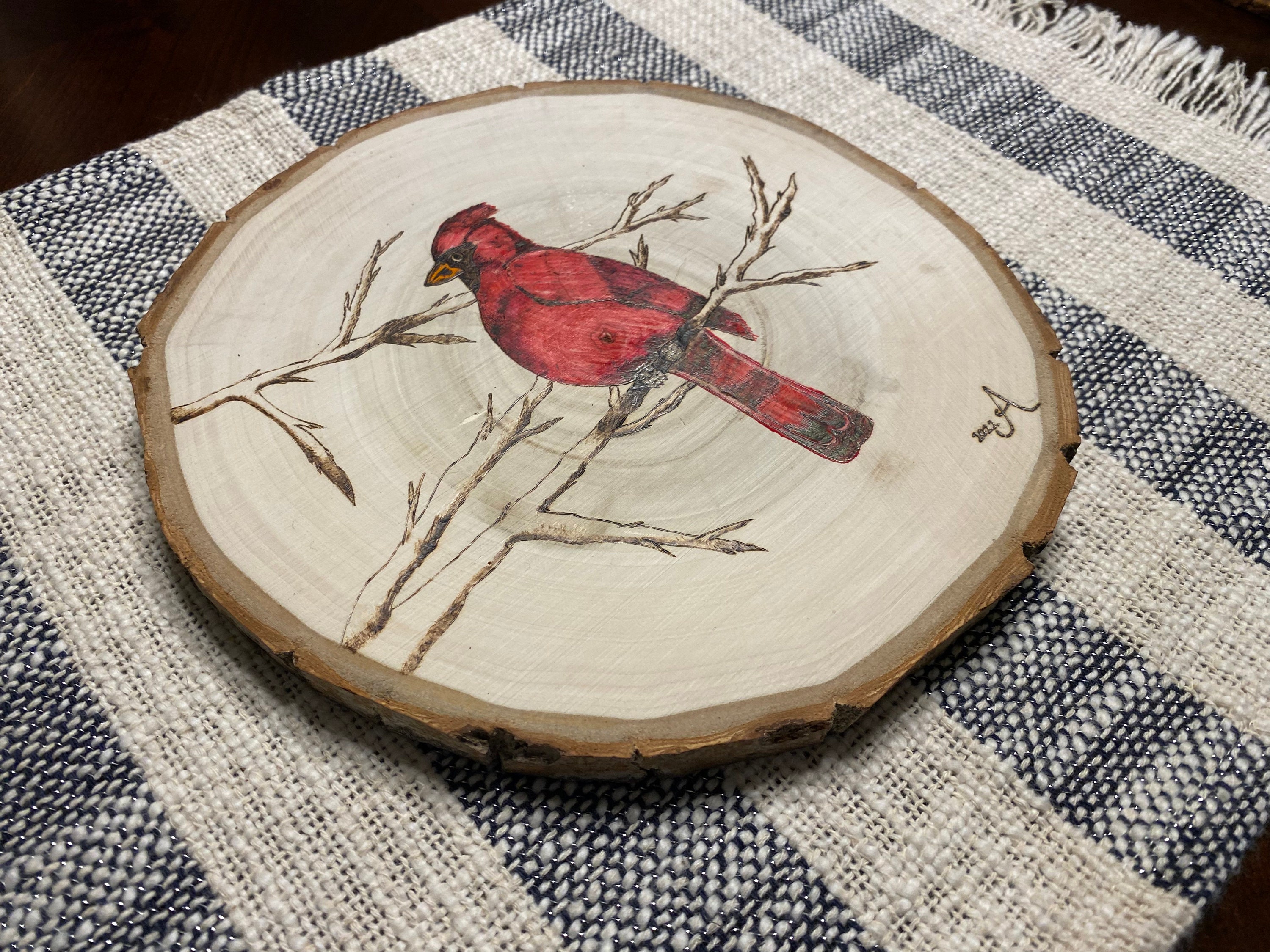 Wood Burned Cardinal With Beautiful Colors - Etsy
