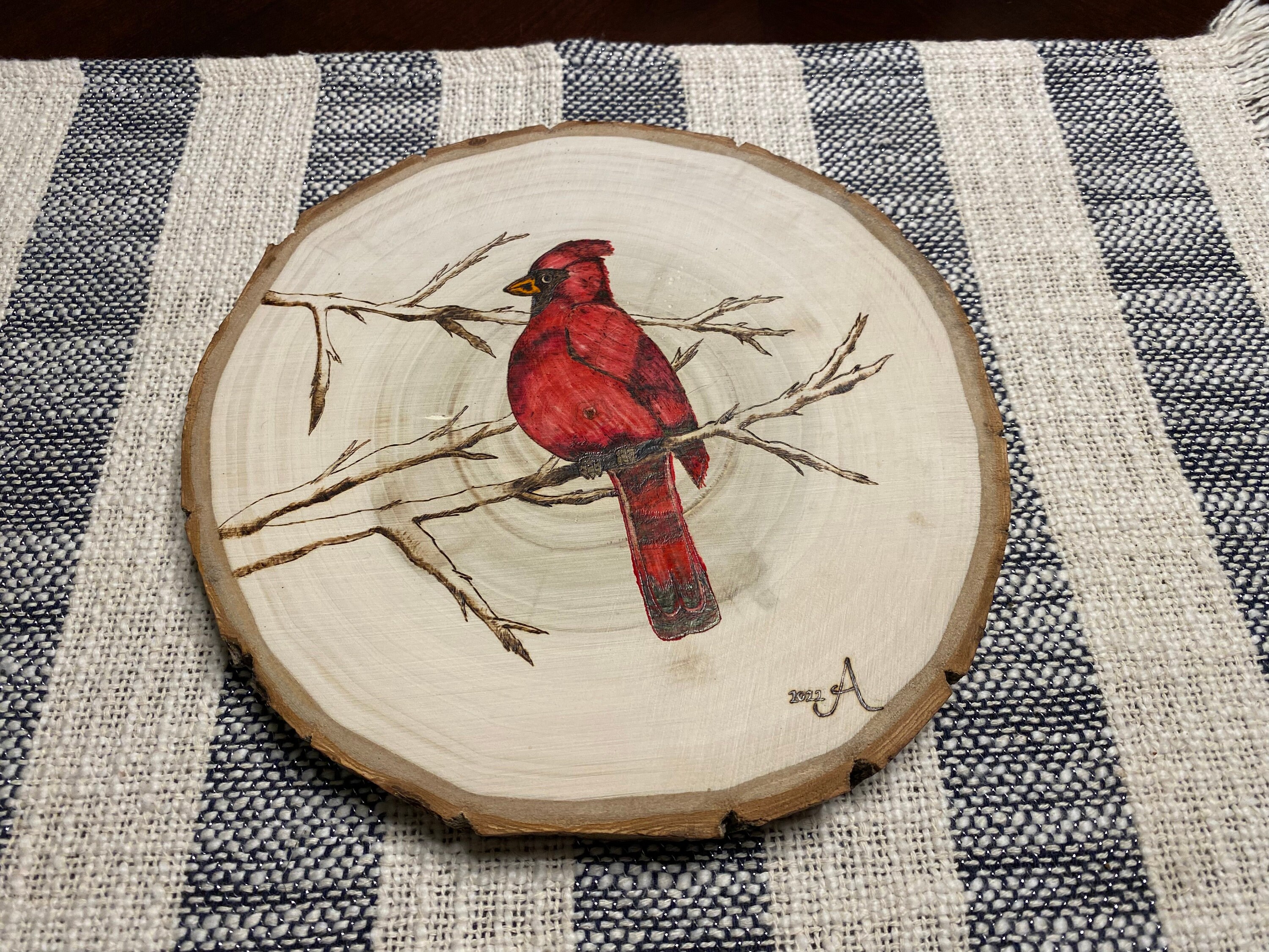 Wood Burned Cardinal With Beautiful Colors - Etsy