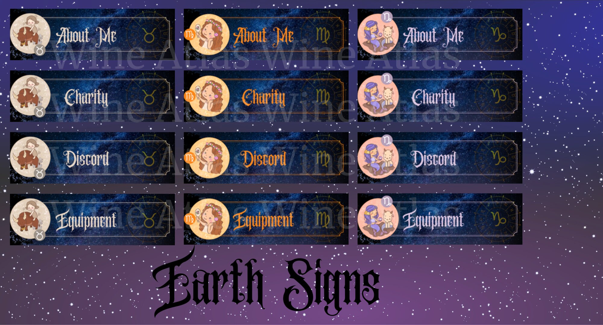 Earth Signs - Zodiac - Twitch Panels (capricorn Taurus Virgo) - Etsy