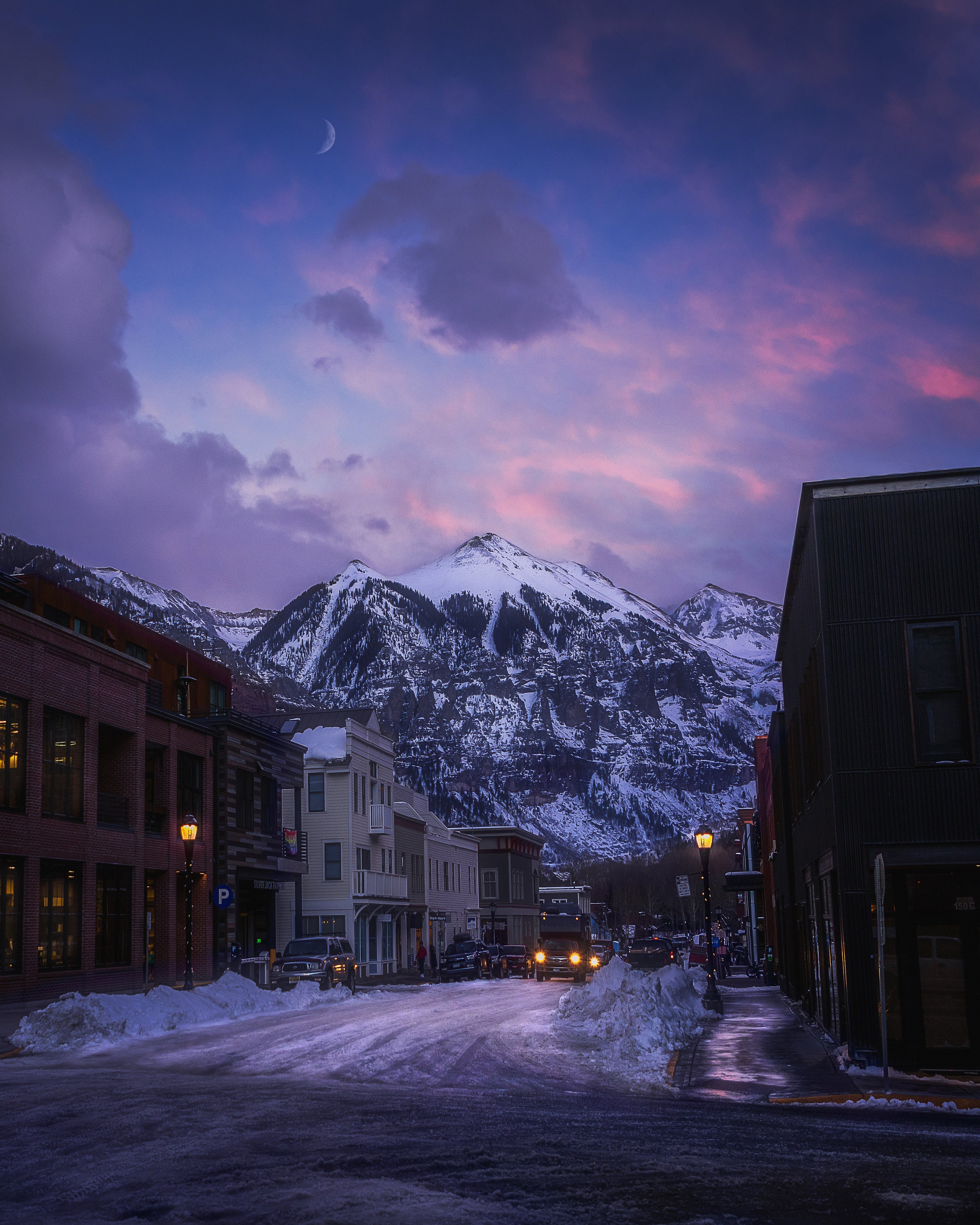 Telluride Wall Art Photography, Colorado Ski Town Sunset and Moon ...