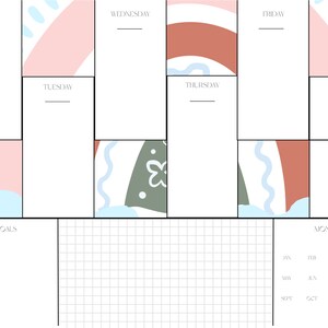 Pastel Rainbow Printable Weekly Calendar Download Letter Cute - Etsy