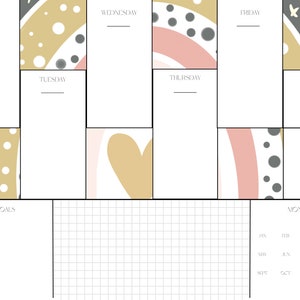 Pastel Rainbow Printable Weekly Calendar Download Letter Cute - Etsy