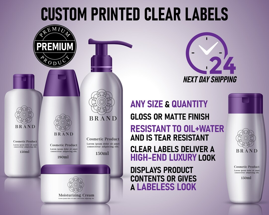 Custom Clear Product Labels: Oil & Water Resistant, Glossy or Matte - Etsy