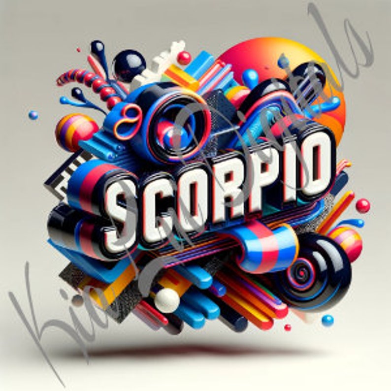 Vibrant Scorpio Zodiac PNG Digital Artwork - Etsy