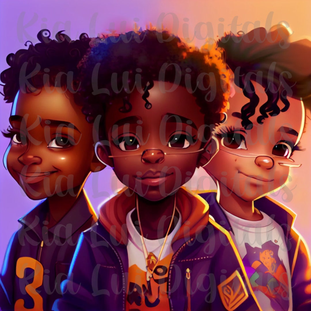 Handsome African American Boys Chibi Art African American - Etsy