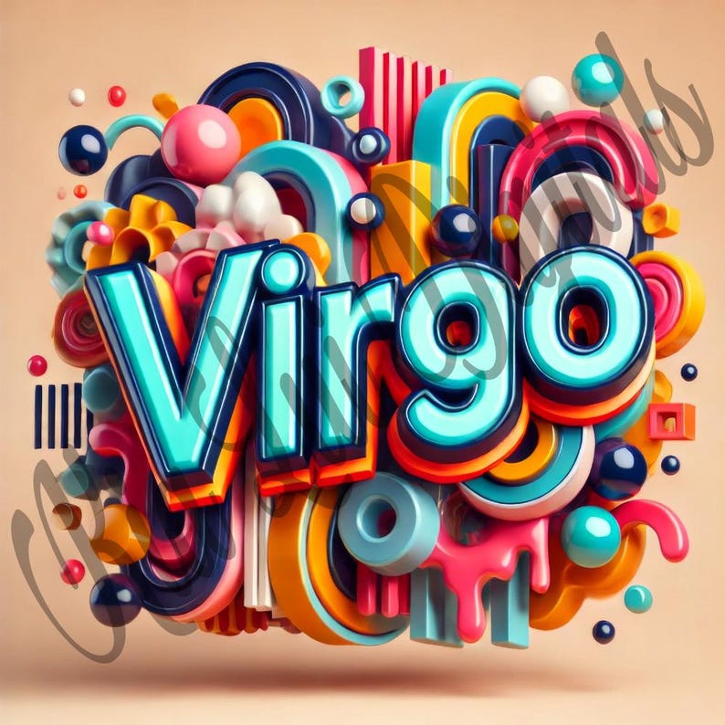 Vibrant Virgo Zodiac PNG Digital Artwork - Etsy