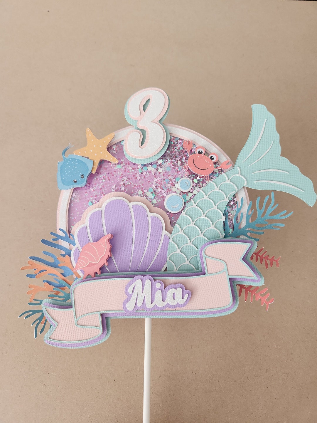 Mermaid Under the Sea Cake Topper, Mermaid Shaker Topper, Custom Cake ...