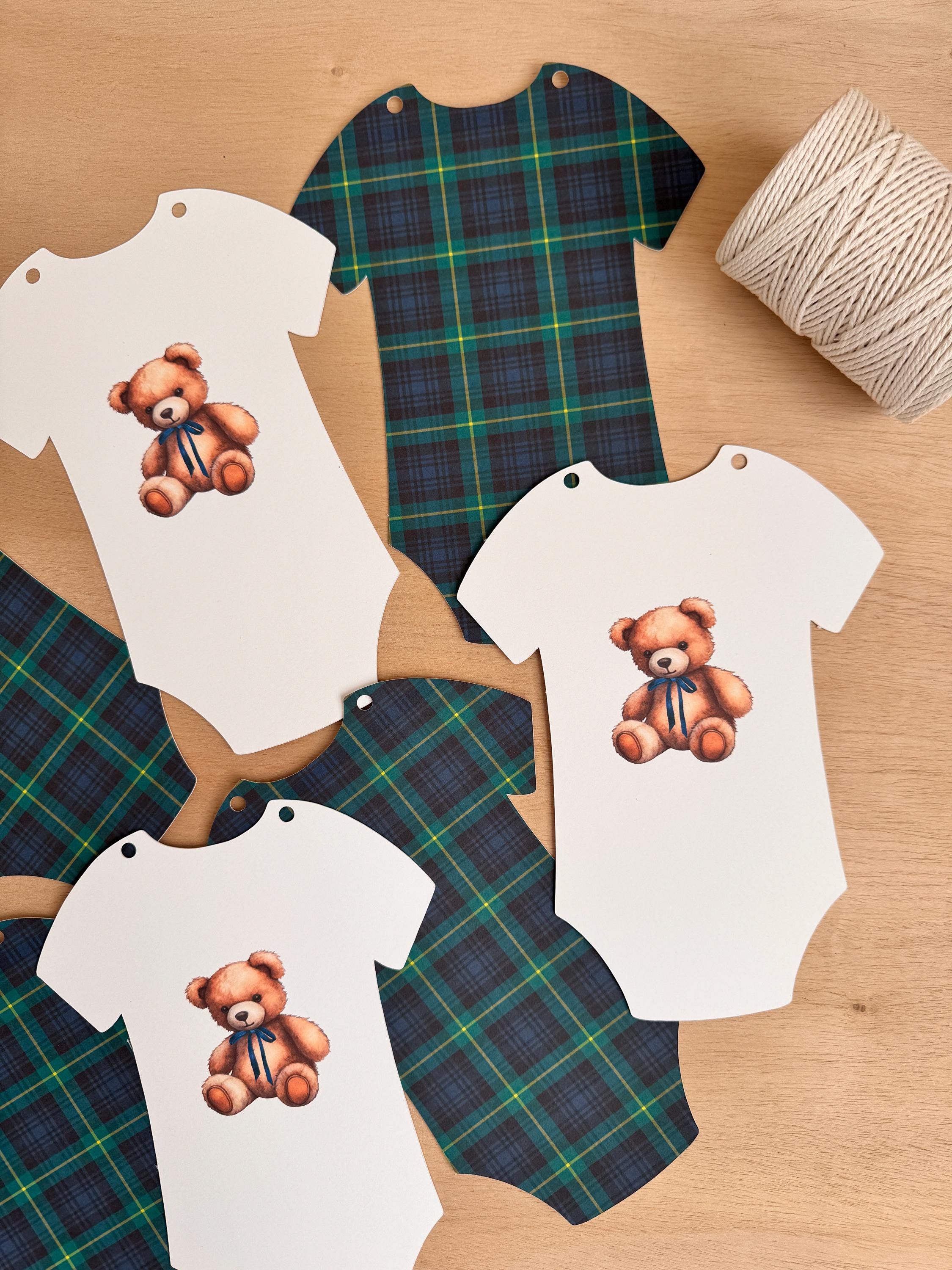 Teddy Bear Baby Shower Banner, Preppy Vintage Plaid Tartan Onesie ...