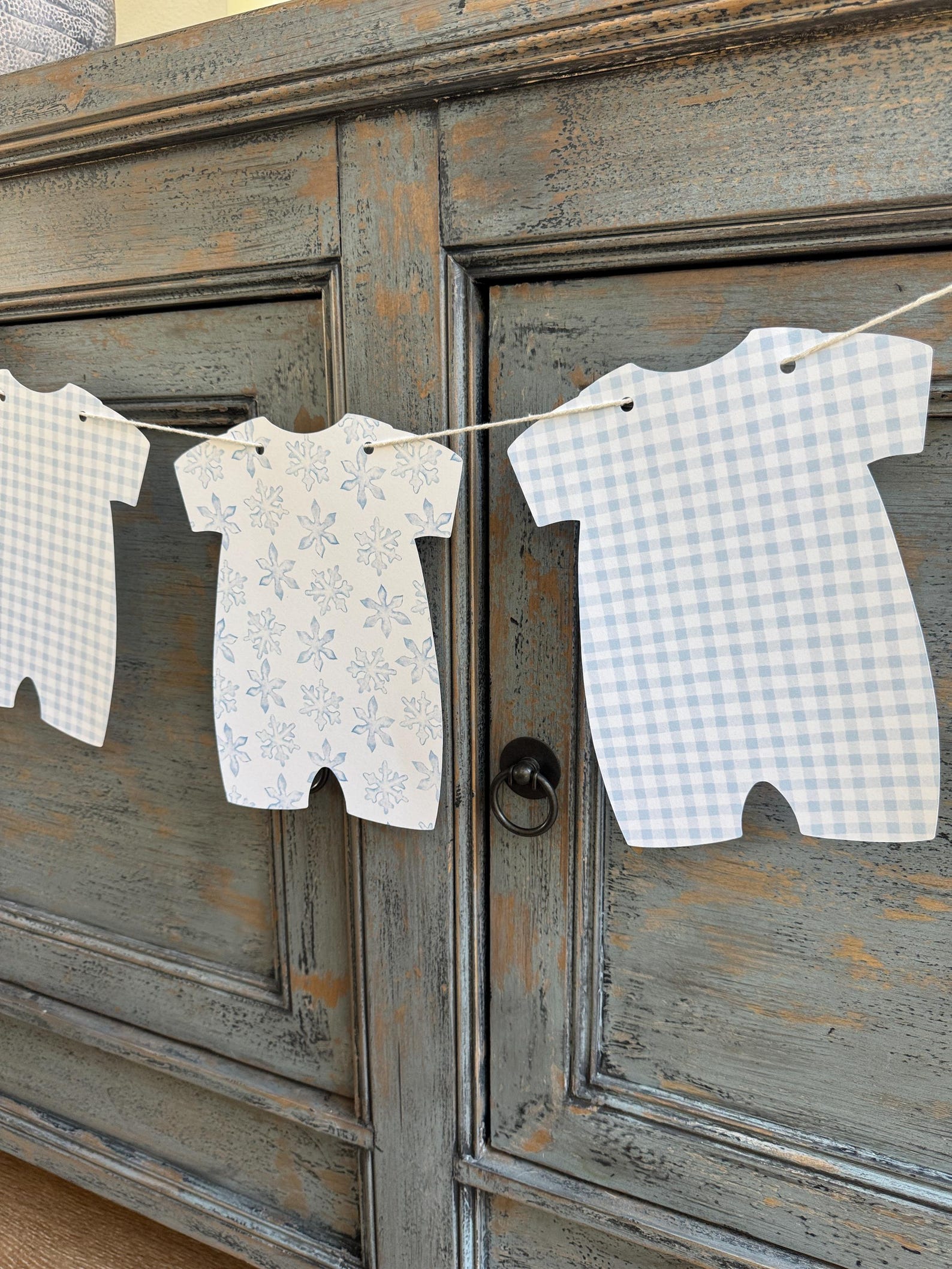 Blue Snowflake Onesie Cardstock Banner: Winter Baby Shower Garland - Etsy