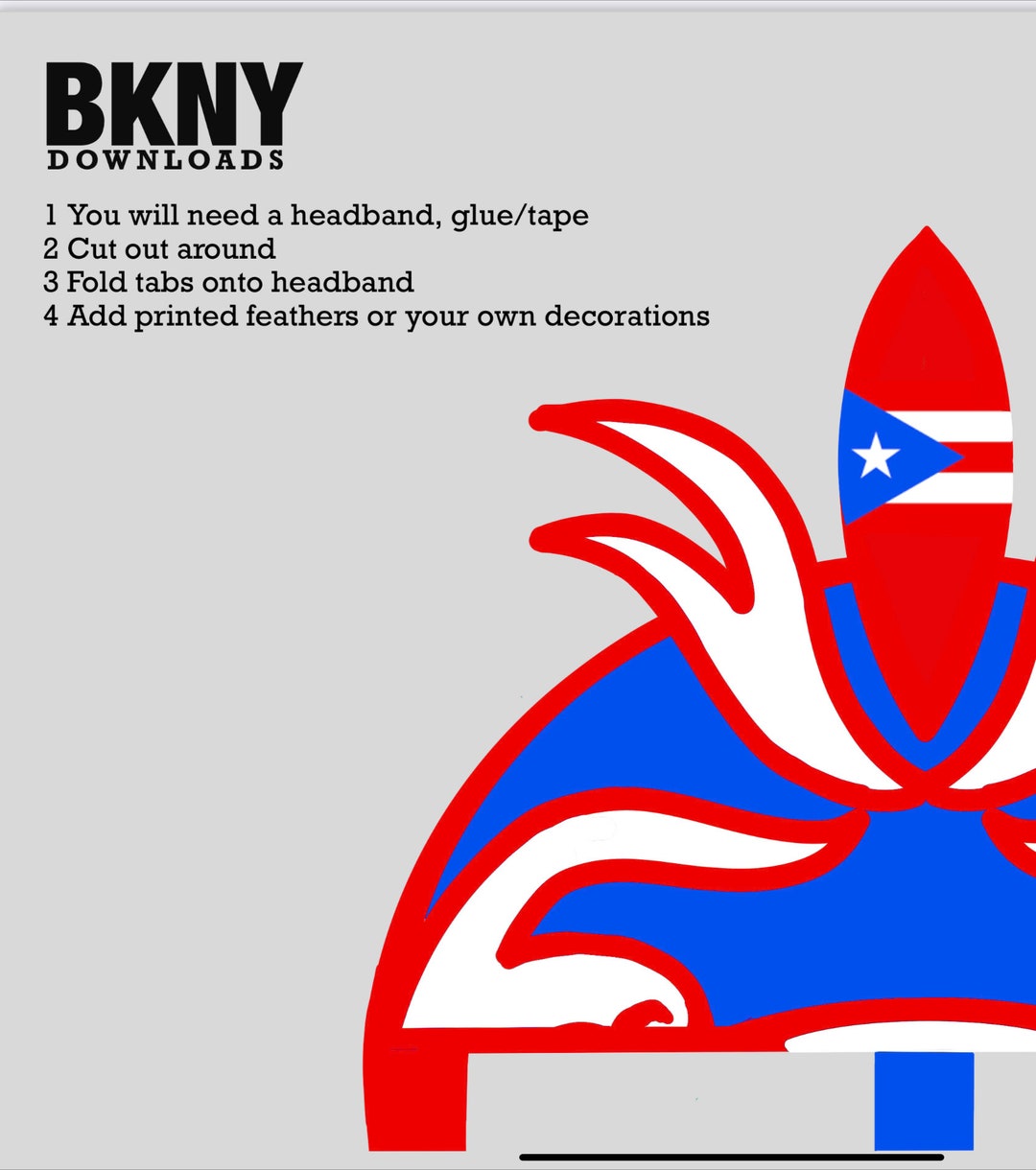 Puerto Rico Printable Carnival Headpiece - Etsy