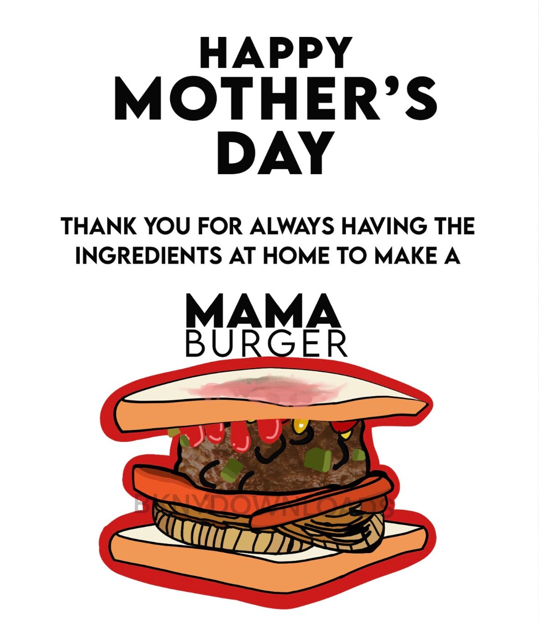 Momma Burger Mother’s Day Card (digital Download) - Etsy