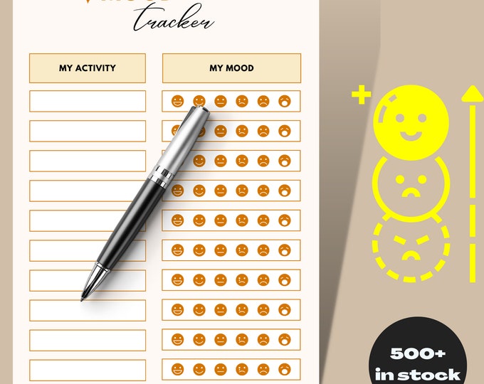 Daily Mood Tracker. Printable Mood Track PDF. Emotion Tracker. Self ...