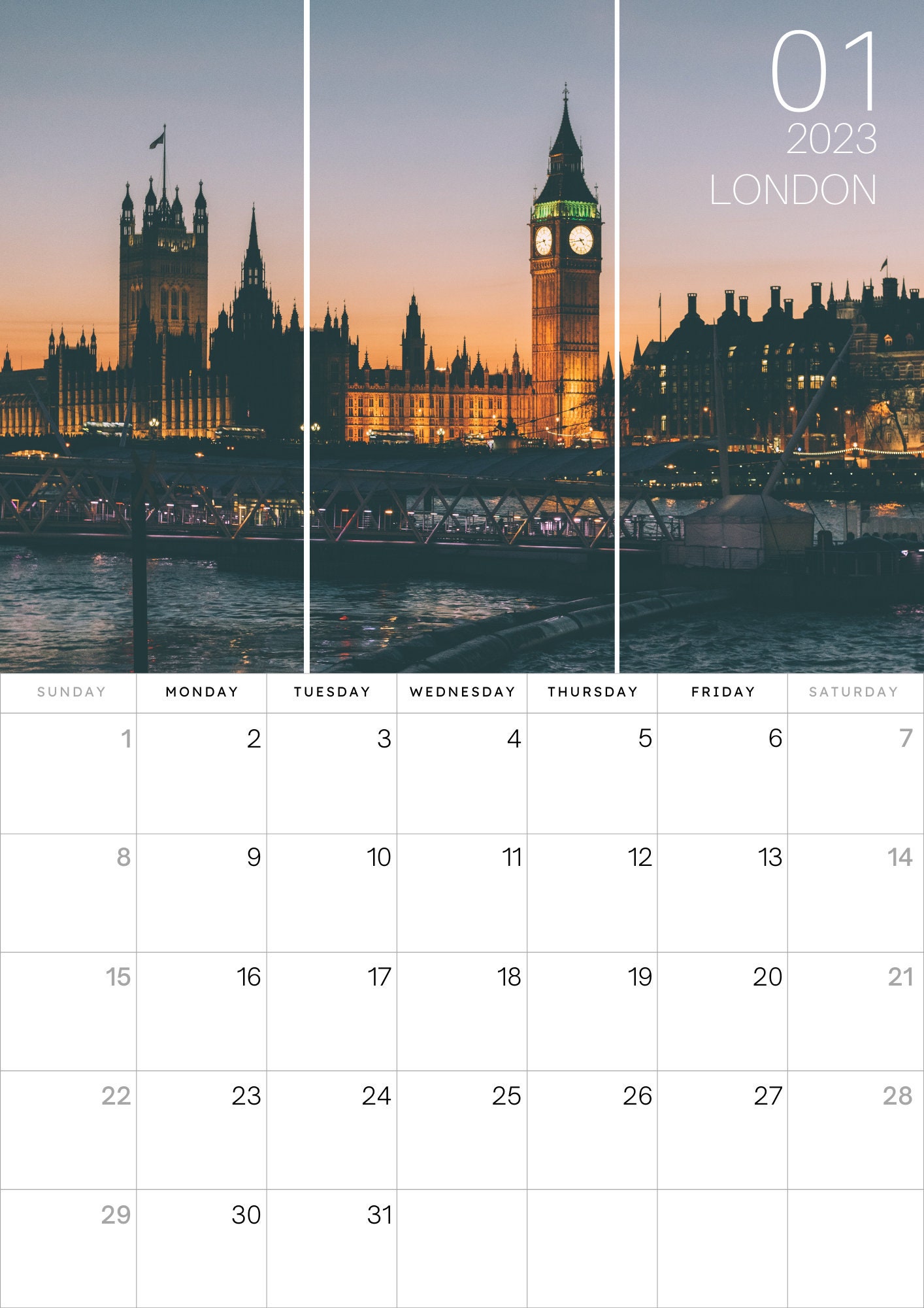 2023 Printable Calendar Digital Calendar | Digital and Printable | 2023 ...