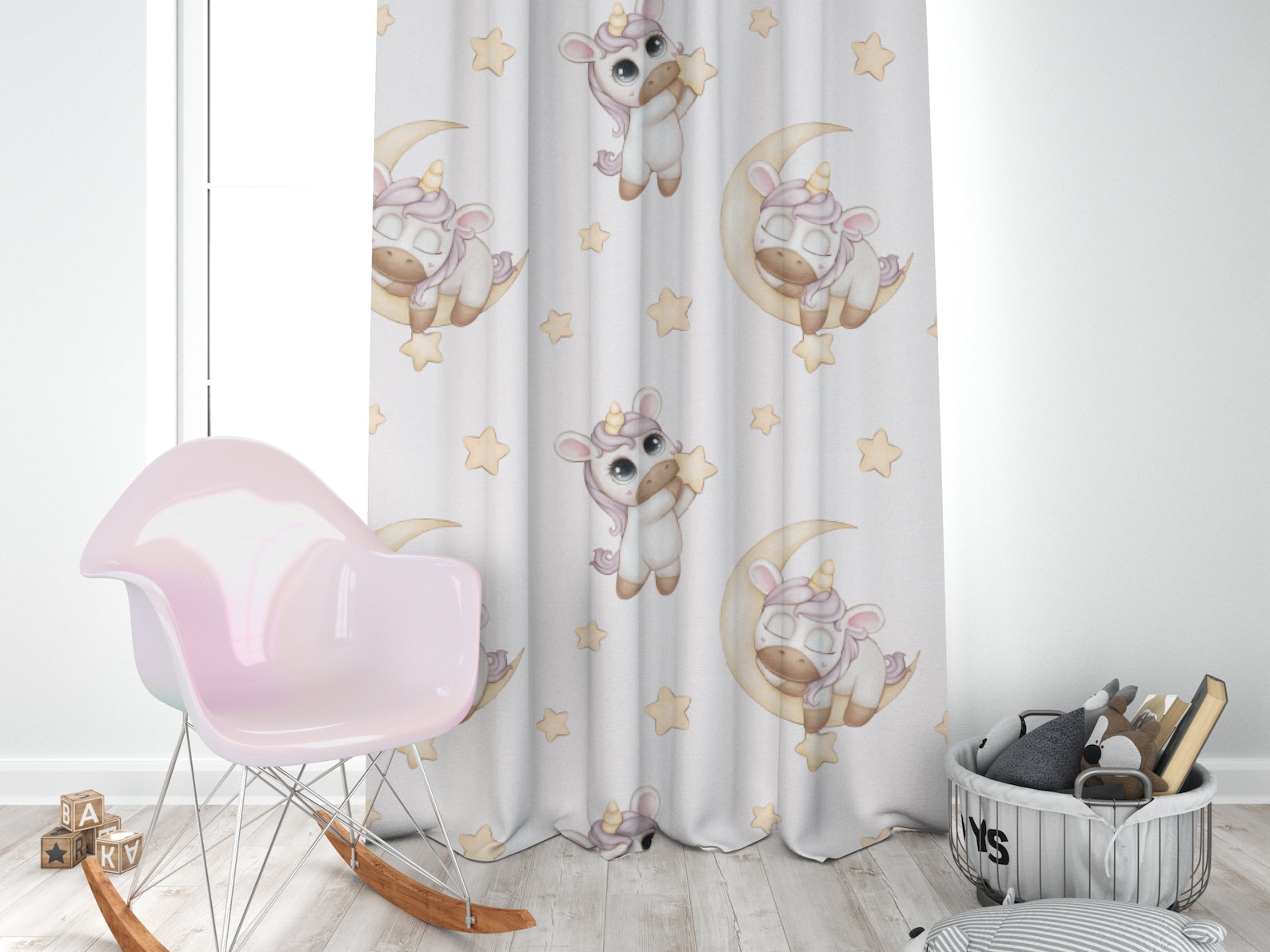 Unicorn Nursery Curtain, Girl Nursery Curtain, Blackout and Sheer ...