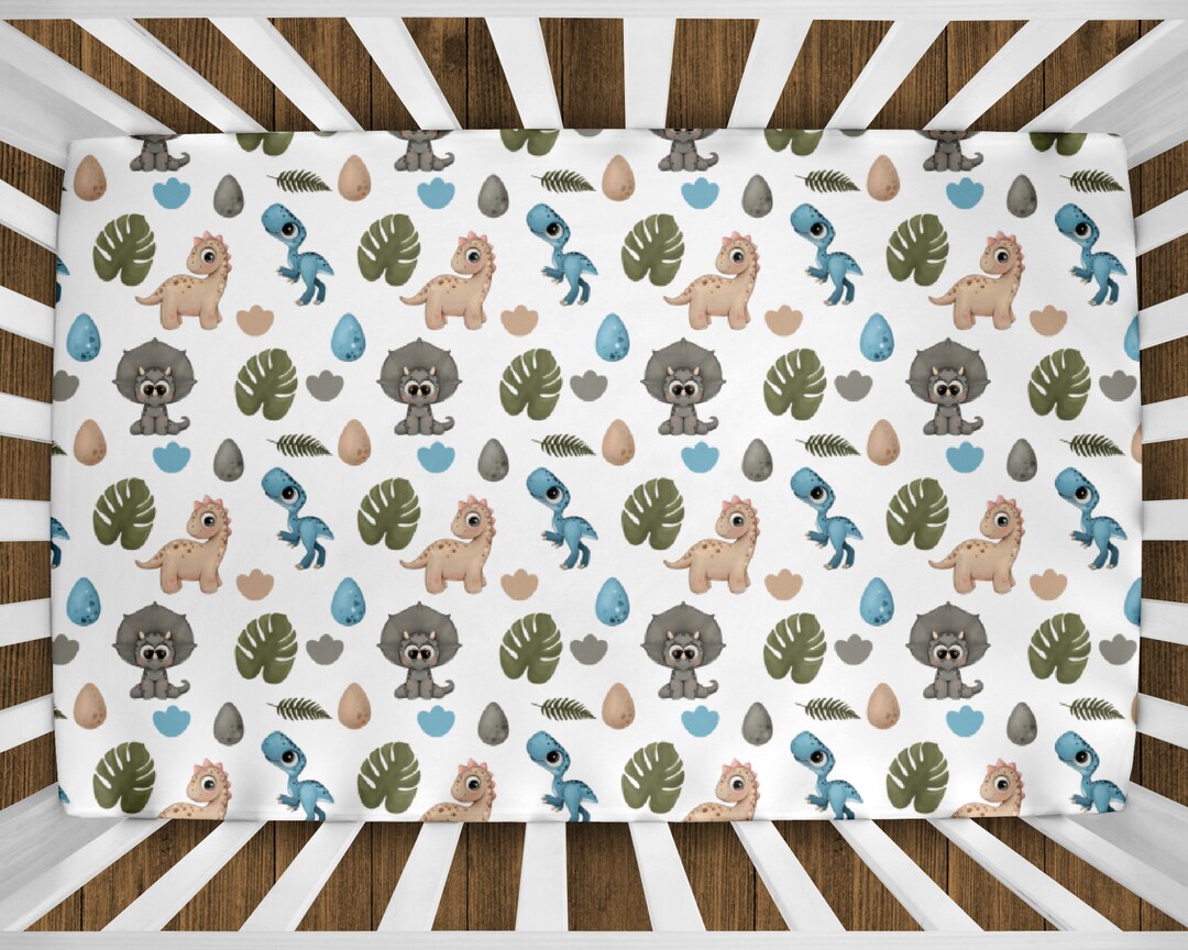 Dinosaur Crib Sheet, Dinosaur Crib Bedding, Crib Sheets Boy, Mini Crib ...