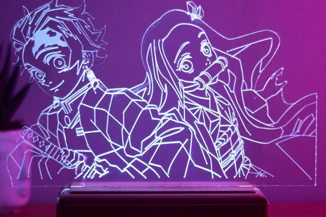 Demon Slayer Tanjiro and Nezuko 16 Color Night Light LED Lamp Anime ...