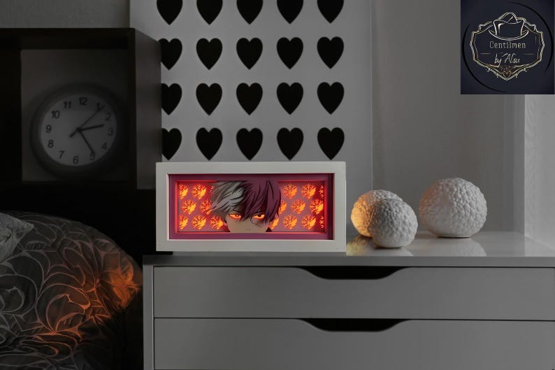 My Hero Academia Shoto Todoroki Light Box Anime Bedroom Decoration LED ...