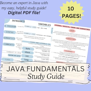 Java Basics, Java Study Guide, Coding Course,stem, GCSE, Computer ...