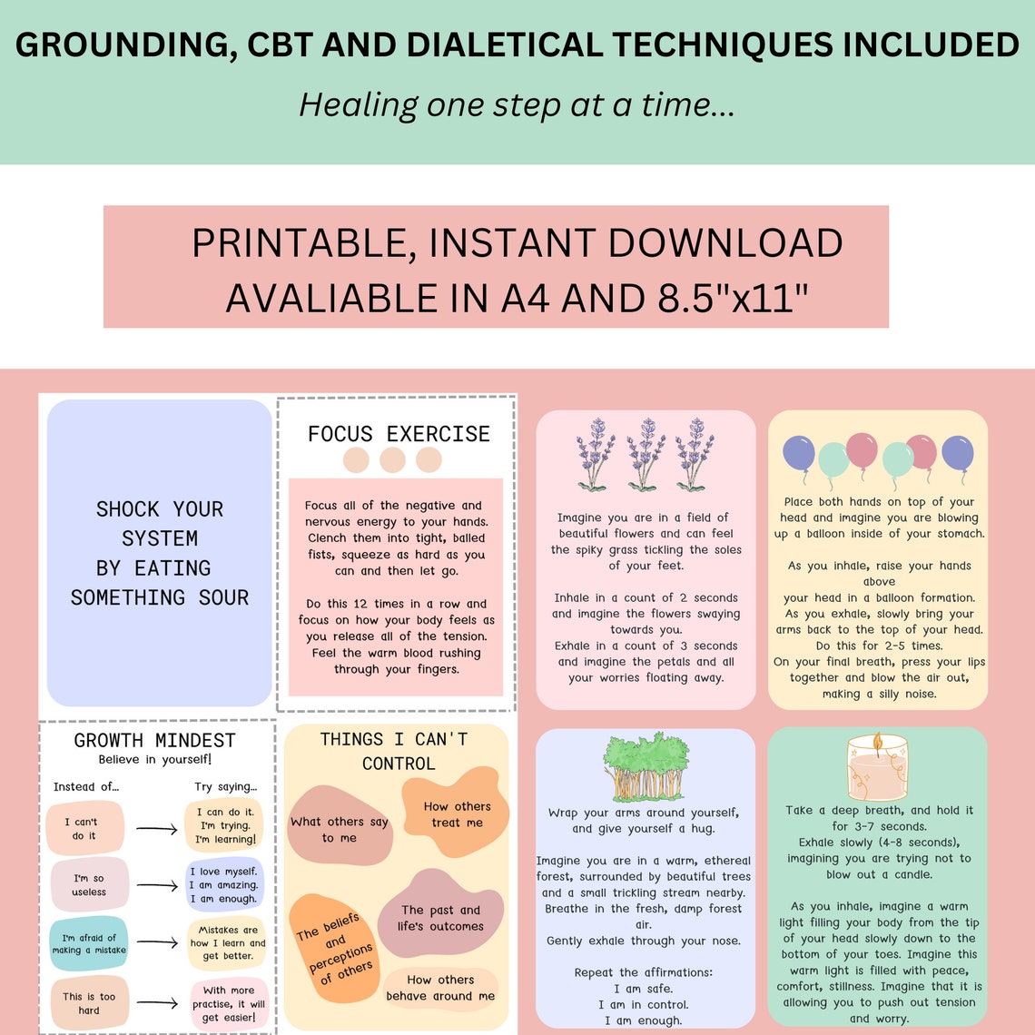 Anxiety Cards, Coping Skills, Therapy Tools, Strategy Cards, DBT ...