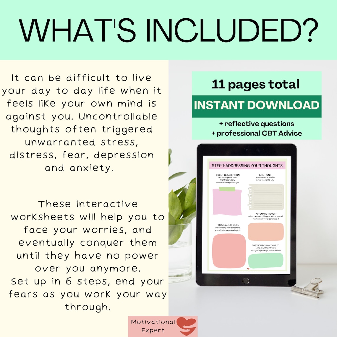 Intrusive Thoughts Worksheets, Positive Psychology, Affirmations, CBT ...