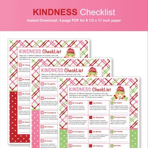 KINDNESS Checklist: A PRINTABLE Activity for Parents and Teachers to ...