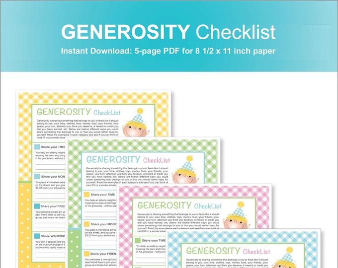 GENEROSITY Checklist: A PRINTABLE Activity for Parents and Teachers to Help Children Explore and ...