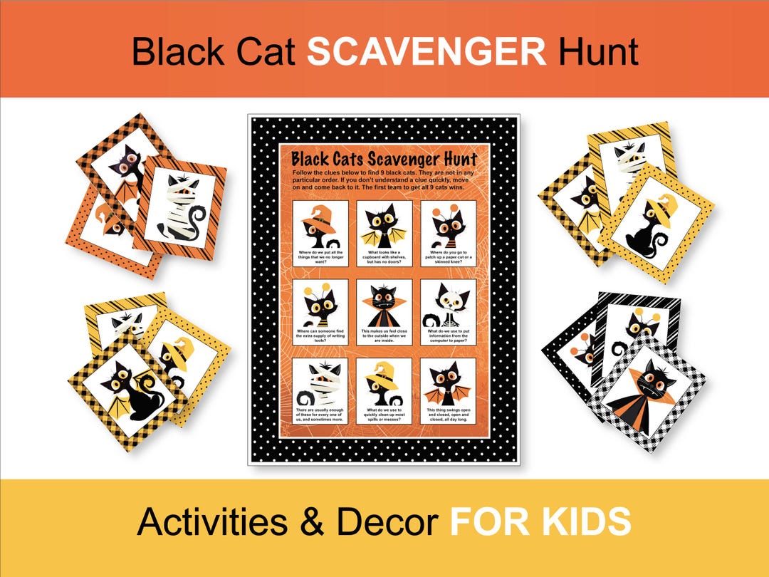 The Cutest Black Cat Scavenger Hunt: A Fun DIY Halloween Party Game for ...