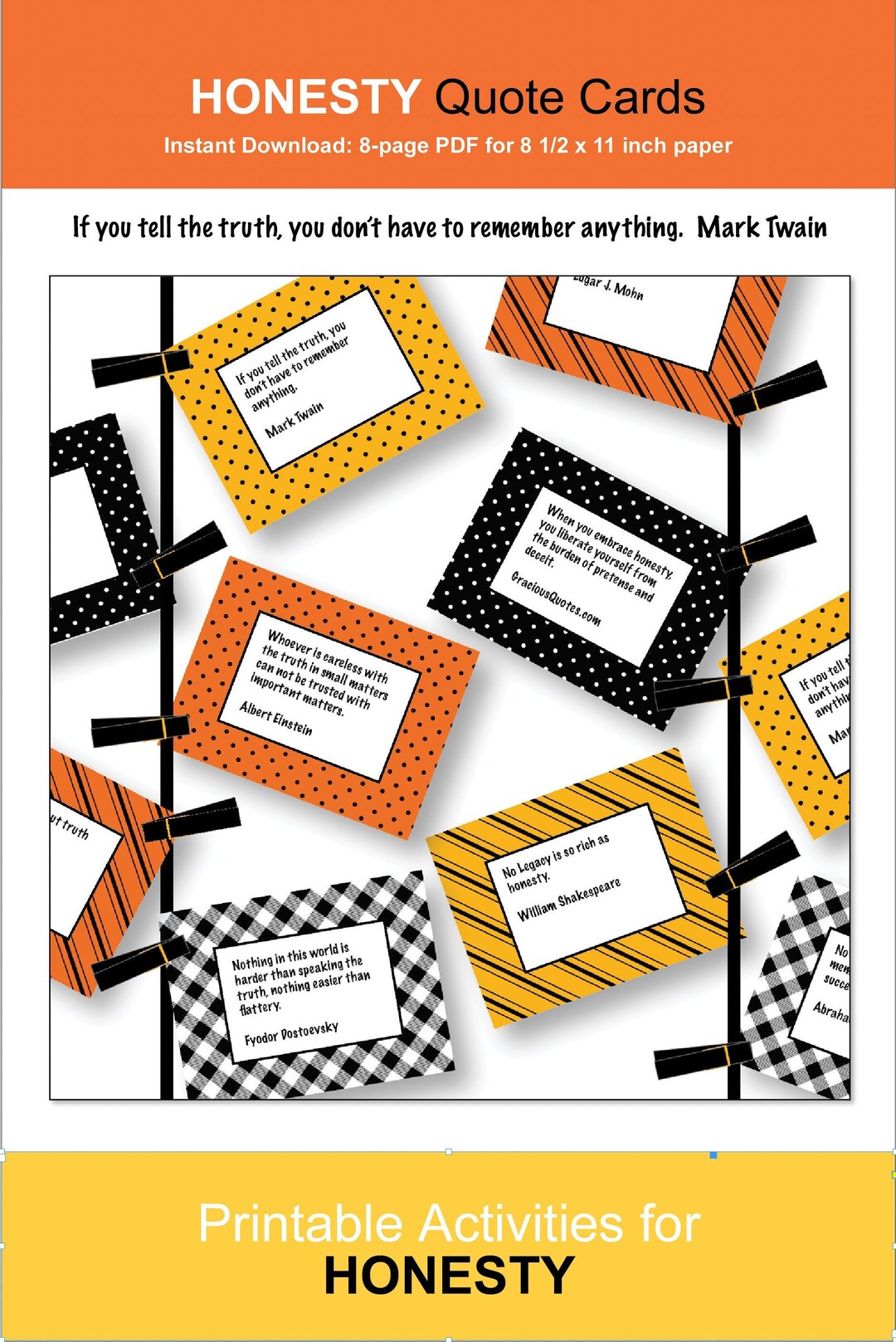 28 HONESTY Quote Cards With Inspiration From Well-known People Like ...