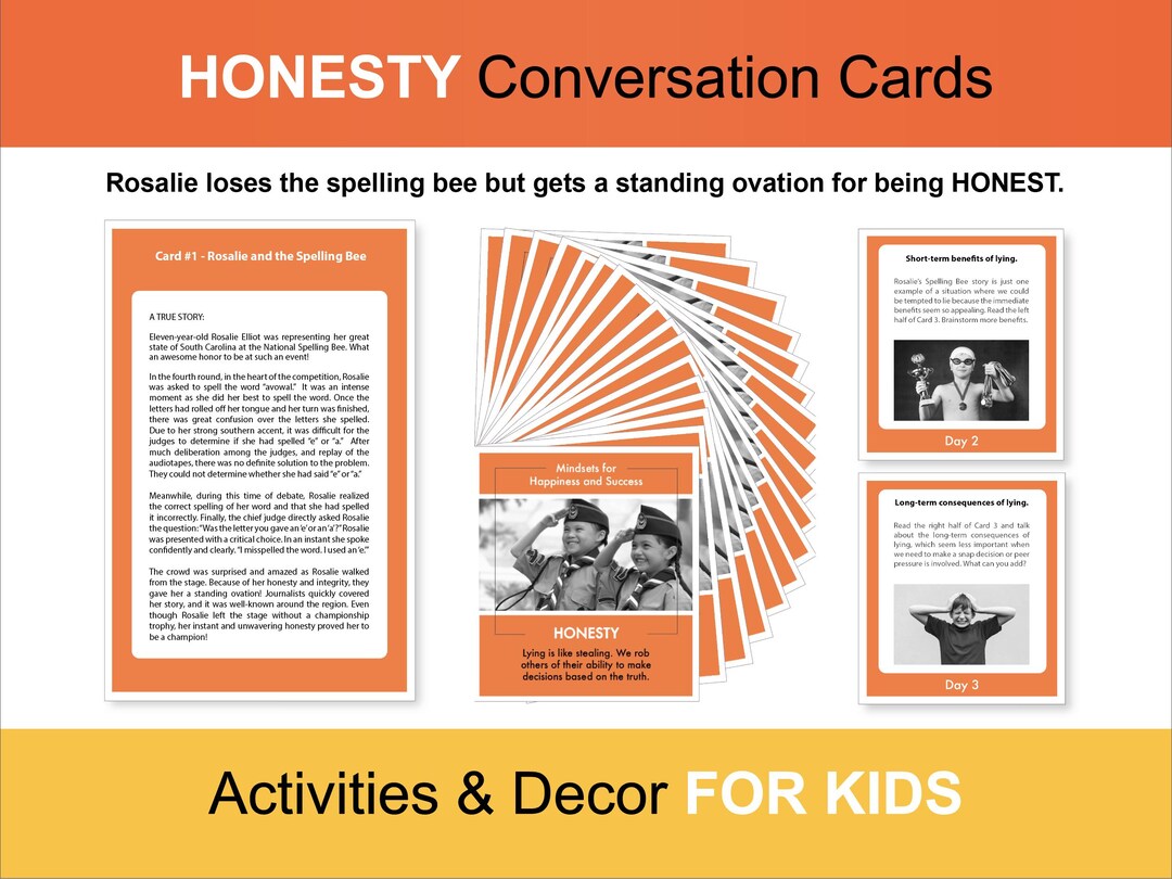 HONESTY Conversation Cards - Educational Activity for the Family or ...