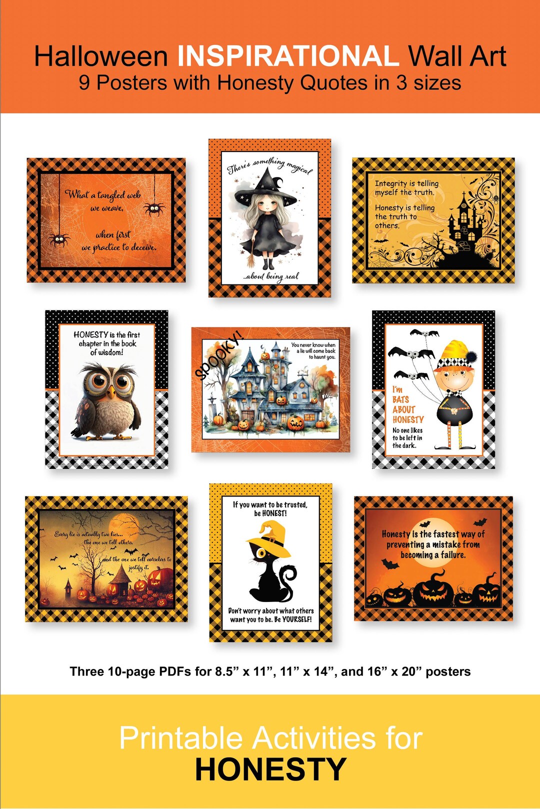 9 Inspirational HALLOWEEN Posters in 3 Sizes: 8.5 X 11, 11 X 14, and 16 ...