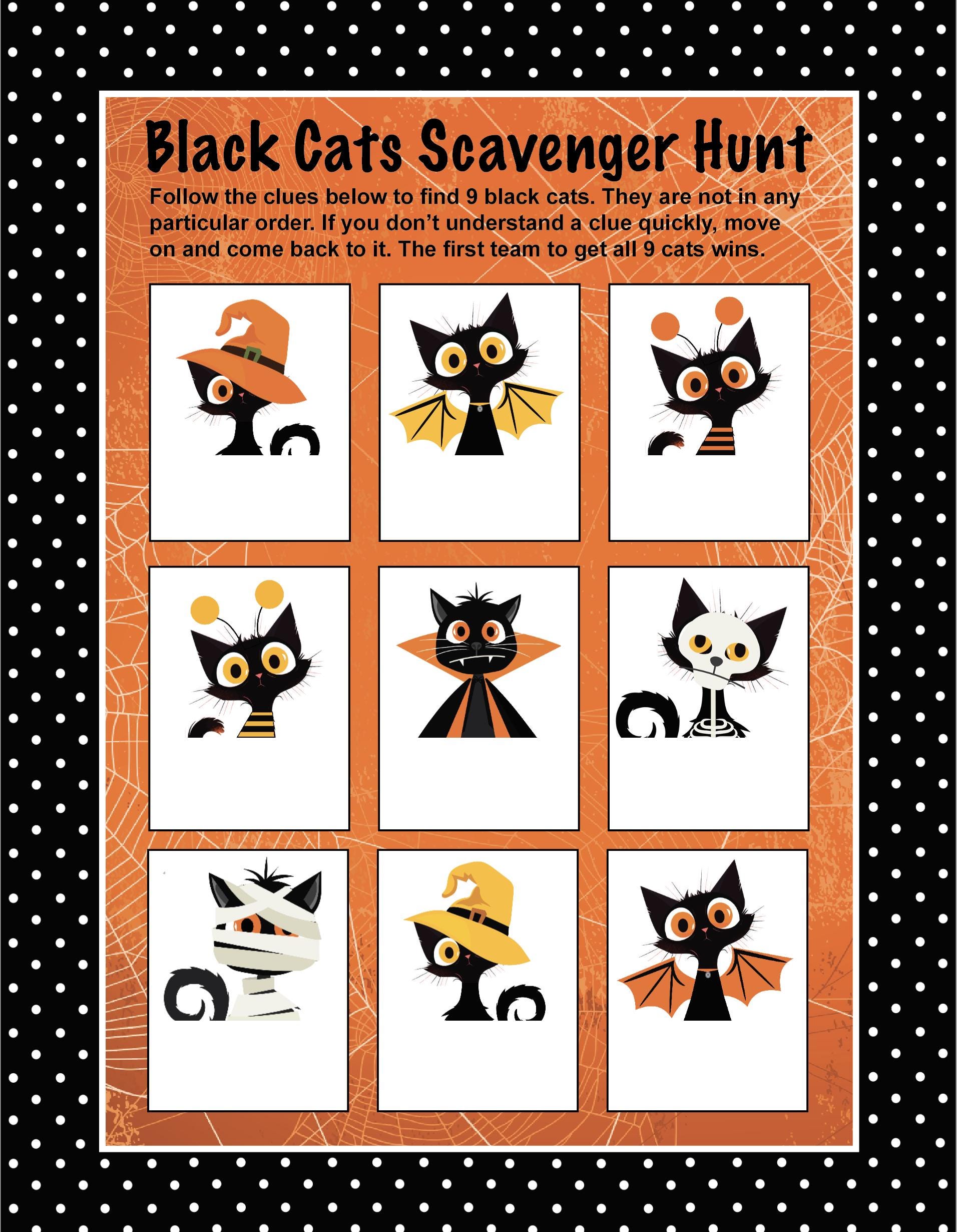 The Cutest Black Cat Scavenger Hunt: A Fun DIY Halloween Party Game for ...