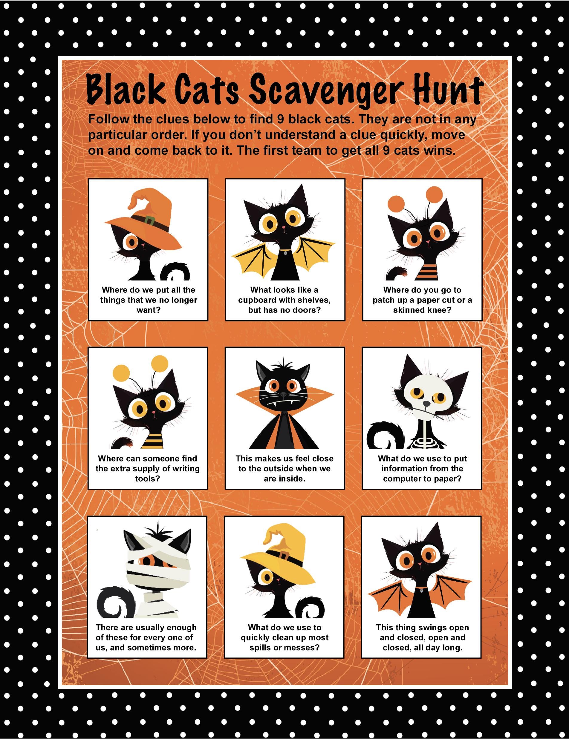 The Cutest Black Cat Scavenger Hunt: A Fun DIY Halloween Party Game for ...