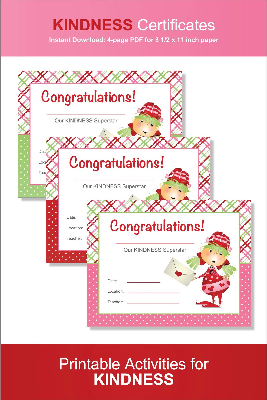 KINDNESS Certificates: A PRINTABLE Activity for Parents and - Etsy