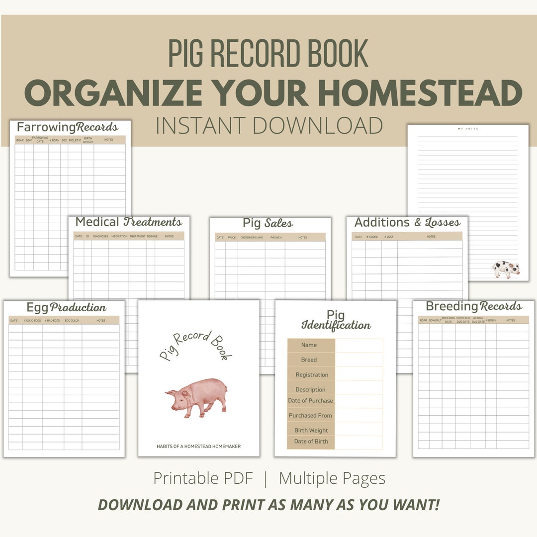 Pig Record Book, Livestock Management, Pig Management - Etsy