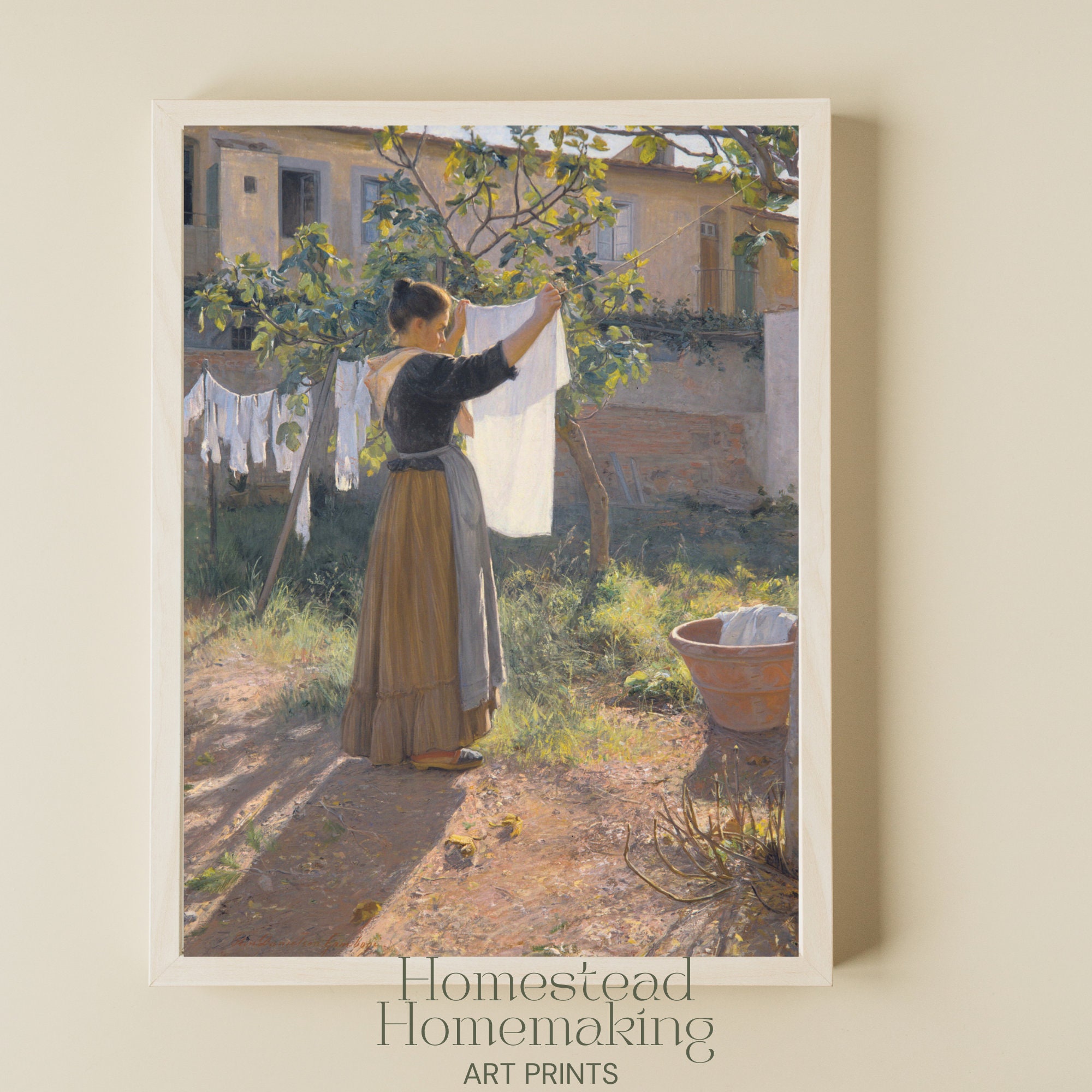 Laundry Room Art Clothesline Vintage Farmhouse Decor Antique Wall Art ...