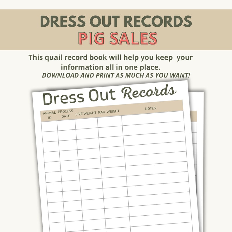 Pig Record Book, Livestock Management, Pig Management - Etsy