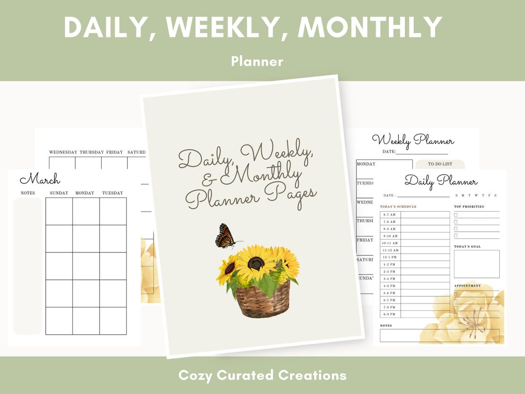 Daily Weekly Monthly Planner | Daily Weekly and Monthly Planner ...