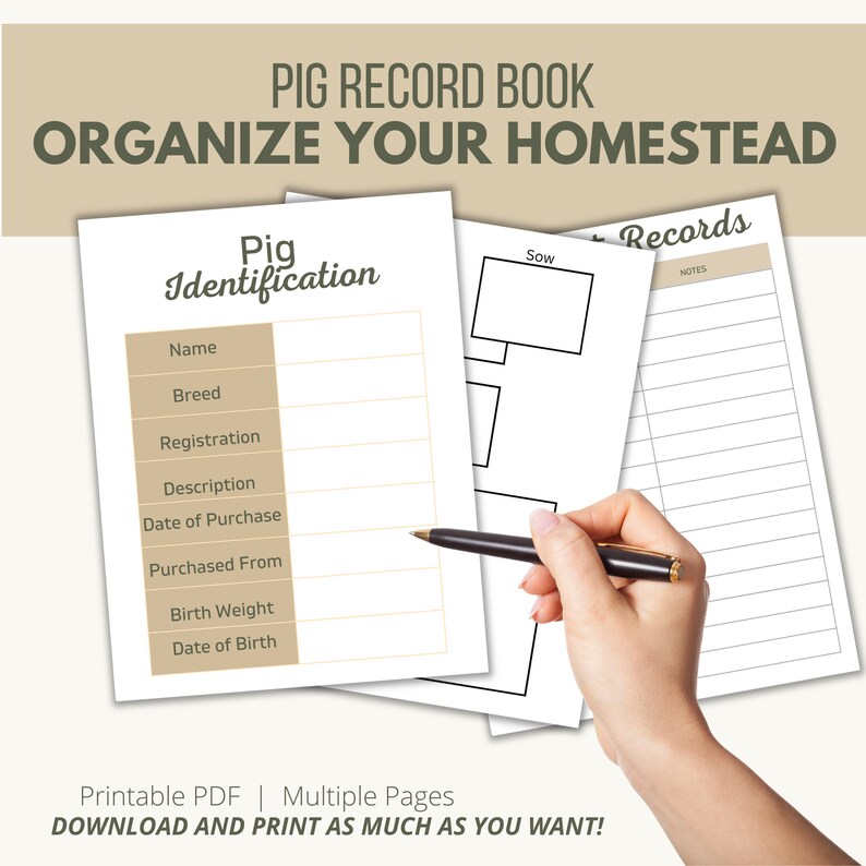 Pig Record Book, Livestock Management, Pig Management - Etsy