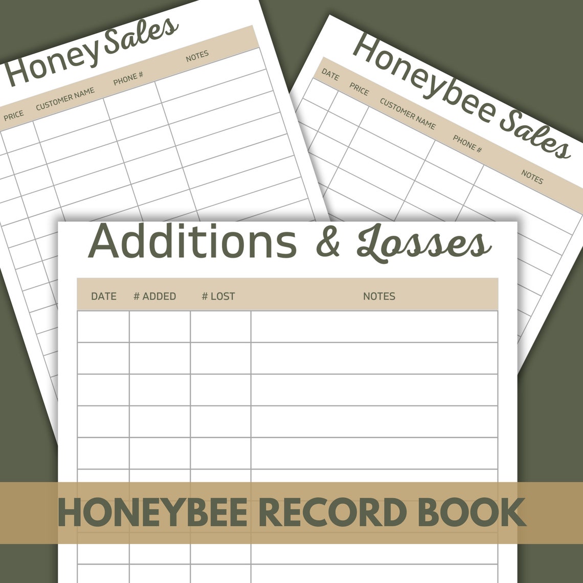 Honeybee Record Book, Beekeeping Log Printable Download, Beehive ...