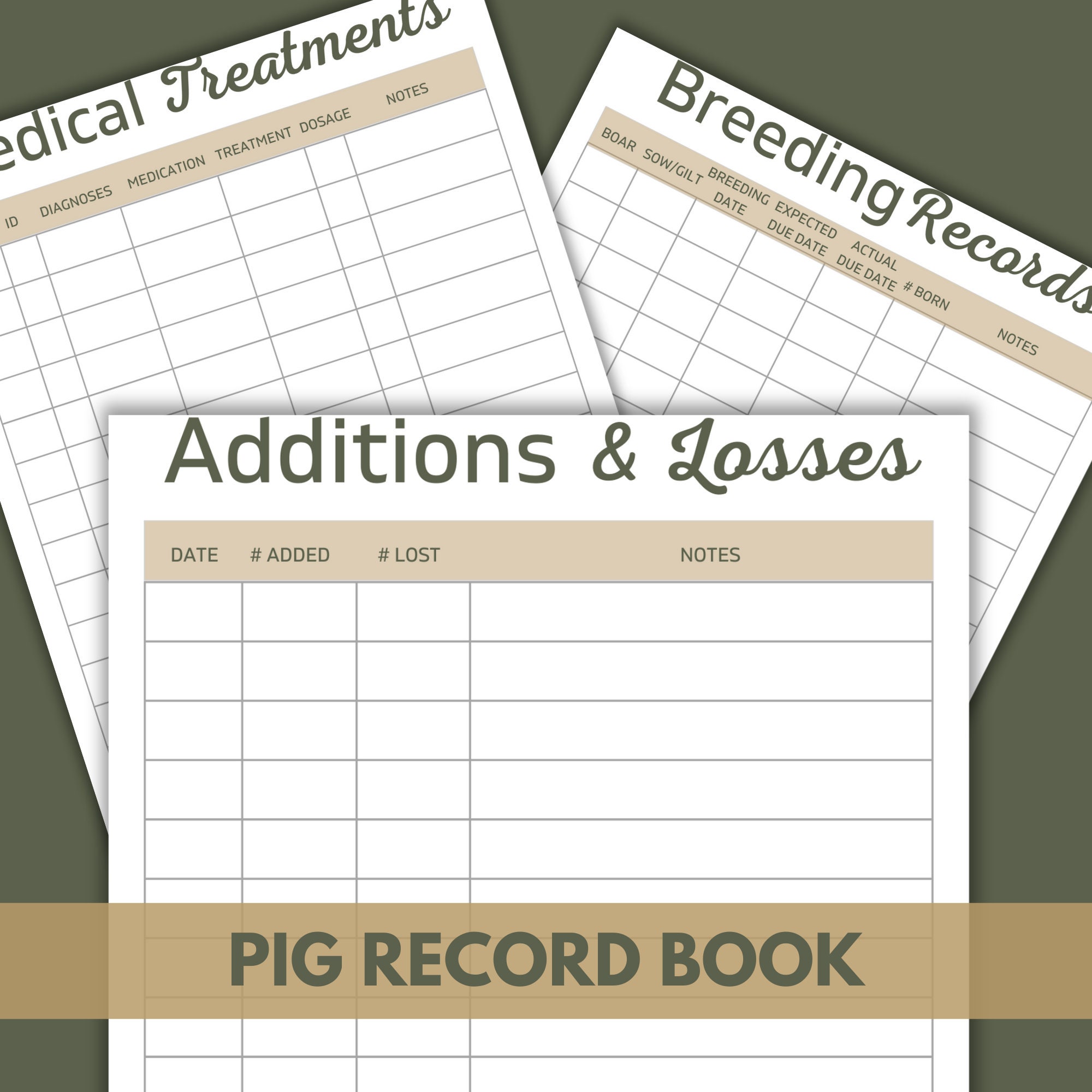 Pig Record Book, Livestock Management, Pig Management - Etsy