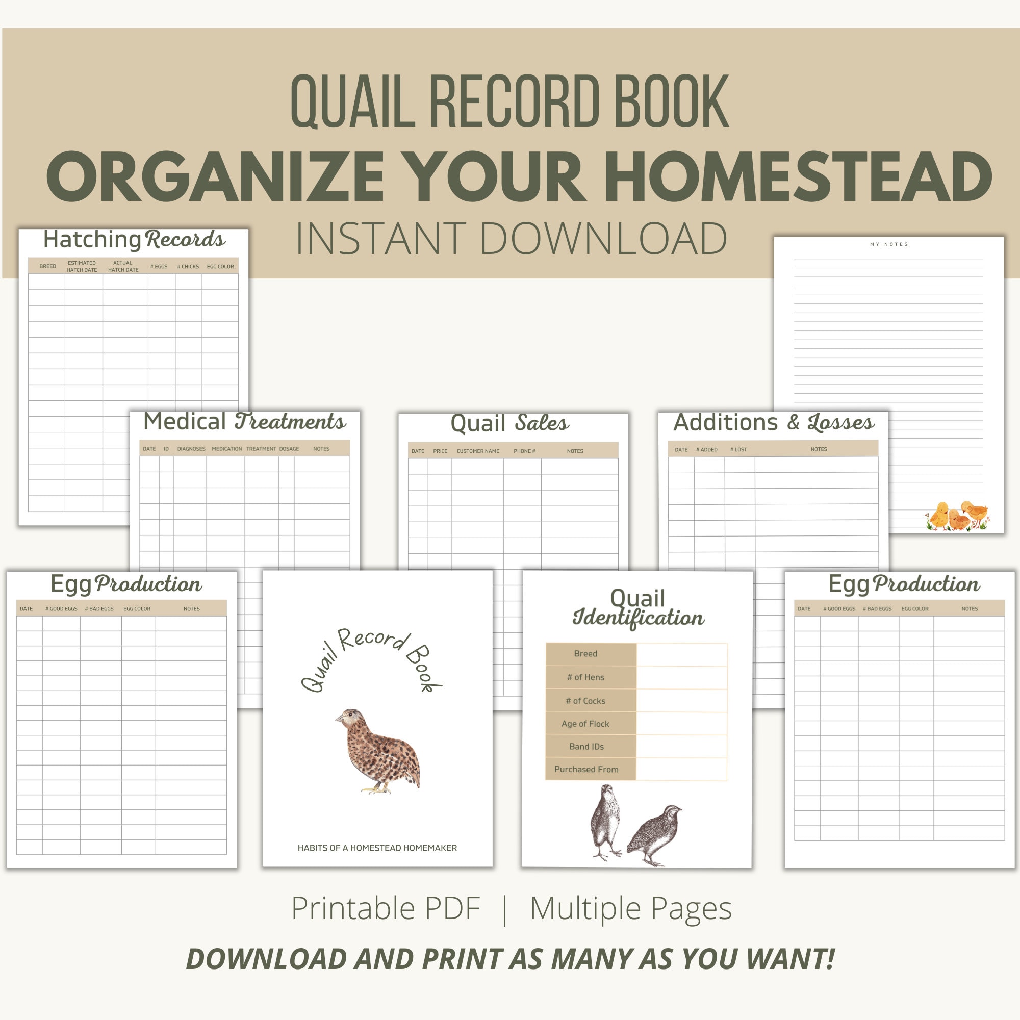 Quail Record Book, Printable Quail Record Books, Quail Flock Tracker - Etsy