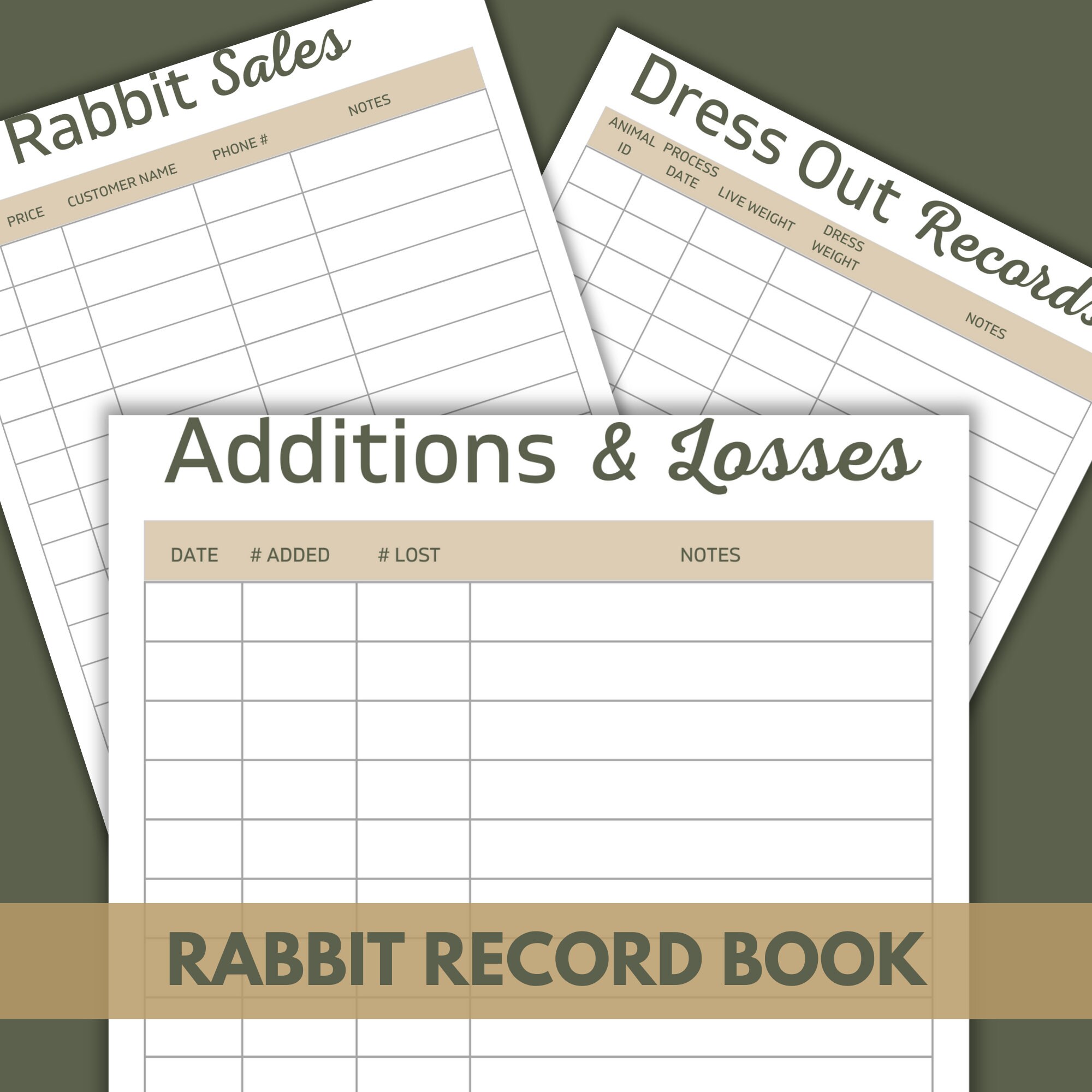 Rabbit Record Book, Printable Rabbit Record Keeping Journal, Rabbitry ...