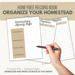 Honeybee Record Book, Beekeeping Log Printable Download, Beehive ...