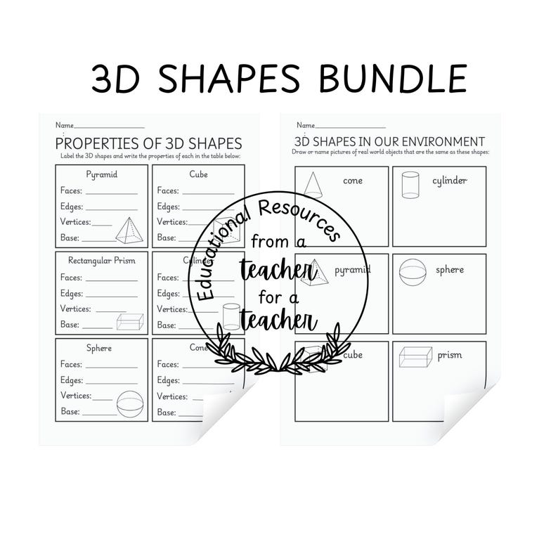 3D Shapes Worksheet BUNDLE, 3D Figures Worksheet, 3D Geometric Shapes ...