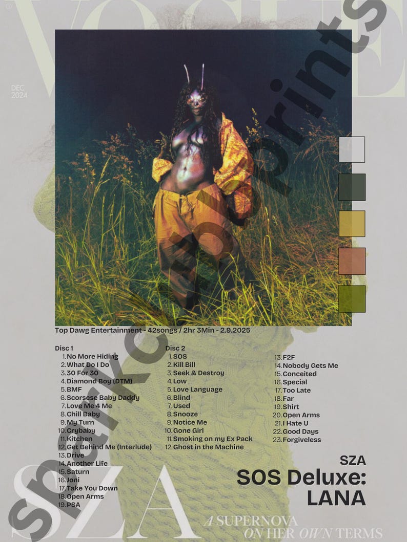 SOS Deluxe: LANA / SZA Album Cover Print / Wall Art - Etsy