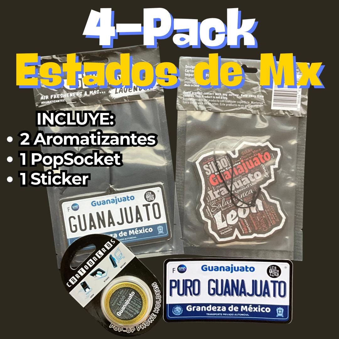 4 Pack GUANAJUATO Estados De Mexico | 2 Aromarizante, 1 Die Cut Sticker ...