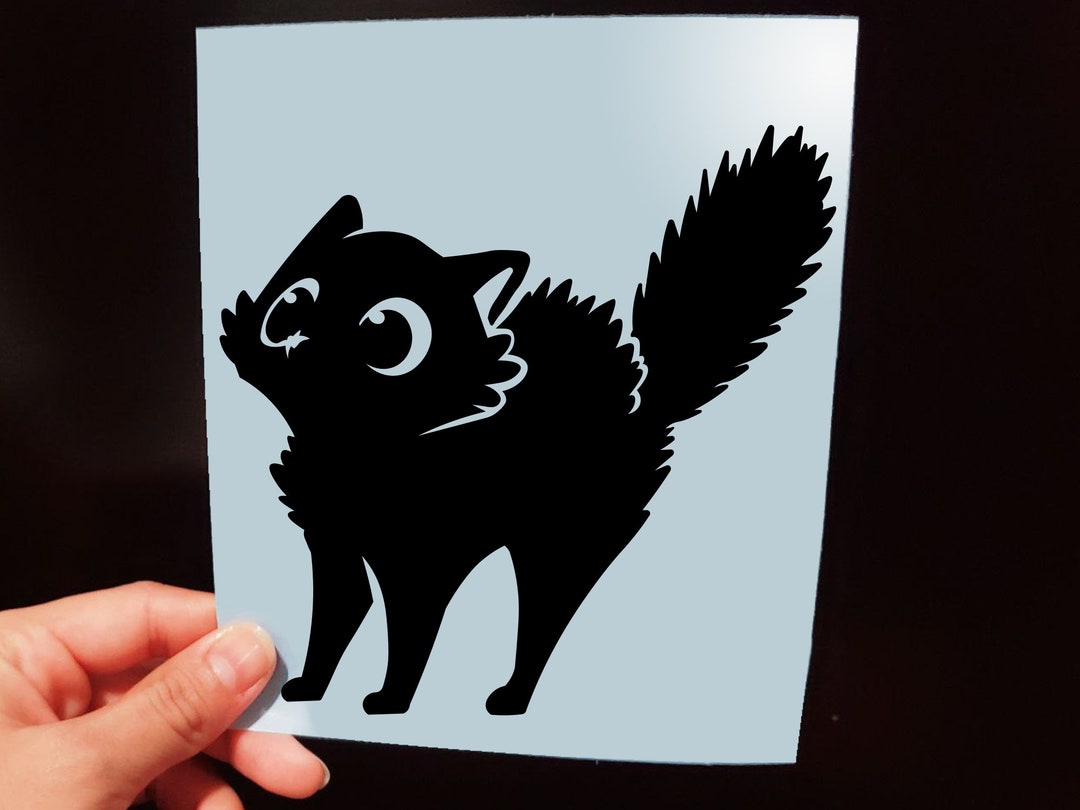 Black Cat Scared Sticker Vinyl Decal car, Laptop, Desktop, Notebook ...